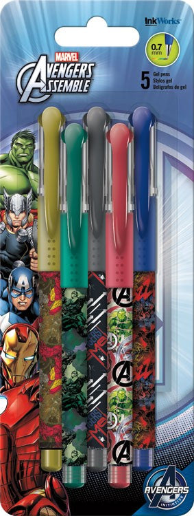 Colored Gel Pens - 5 Pack: Marvel Avengers Assembles – Wondersaurus