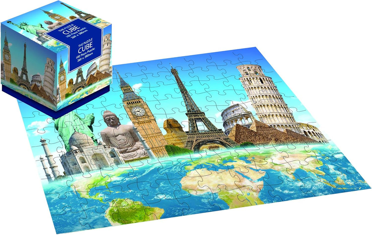 100 Cube Jigsaw Puzzle: World Landmarks – WONDERSAURUS